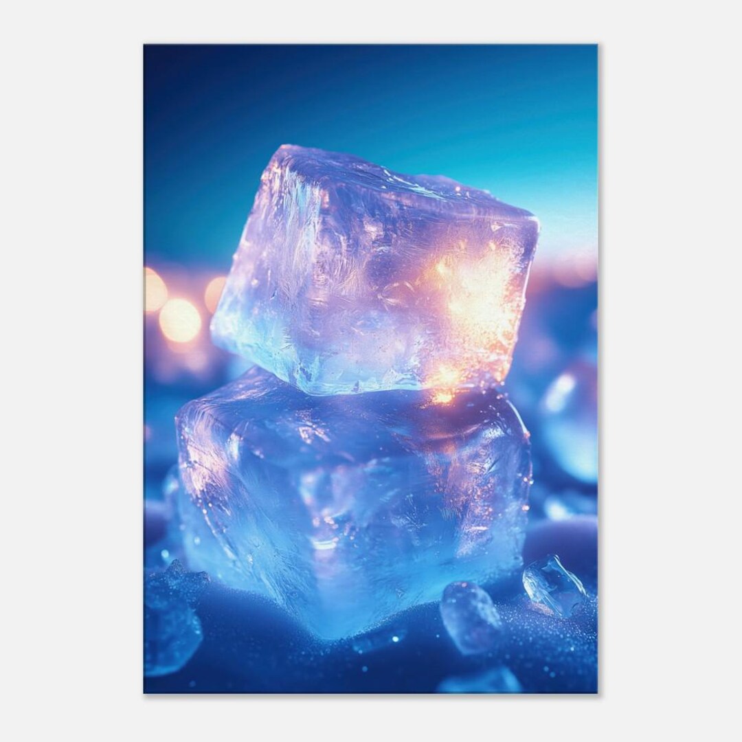 Ice Cubes Art | Blue Abstract | Wall Art Print | Canvas Decor | Modern ...