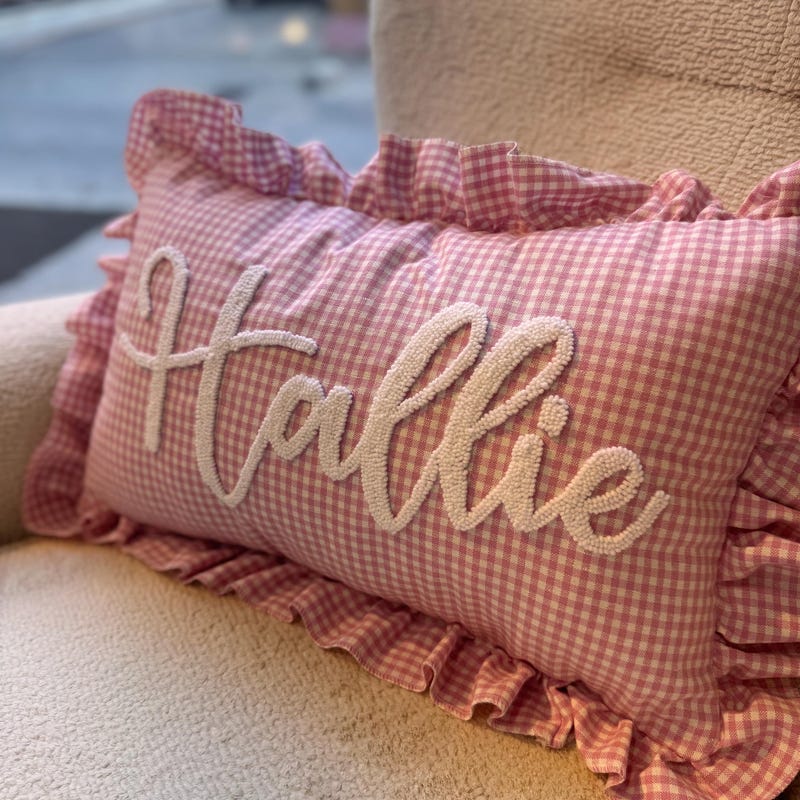 Pink and Red Gingham Pillow - Etsy