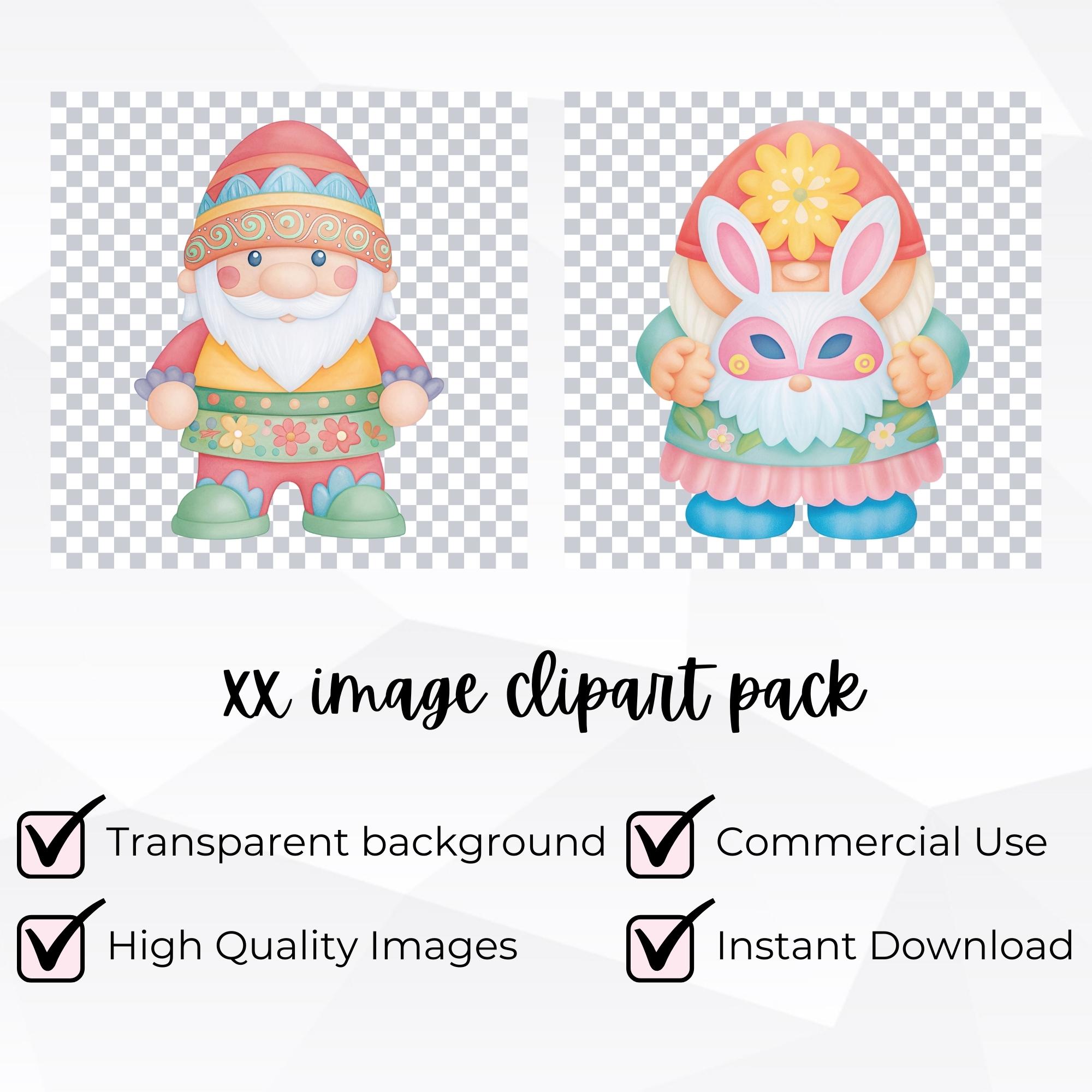 Retro Easter Gnome Clipart PNG Bundle – 60 Groovy 70s Style Bunny, Egg ...