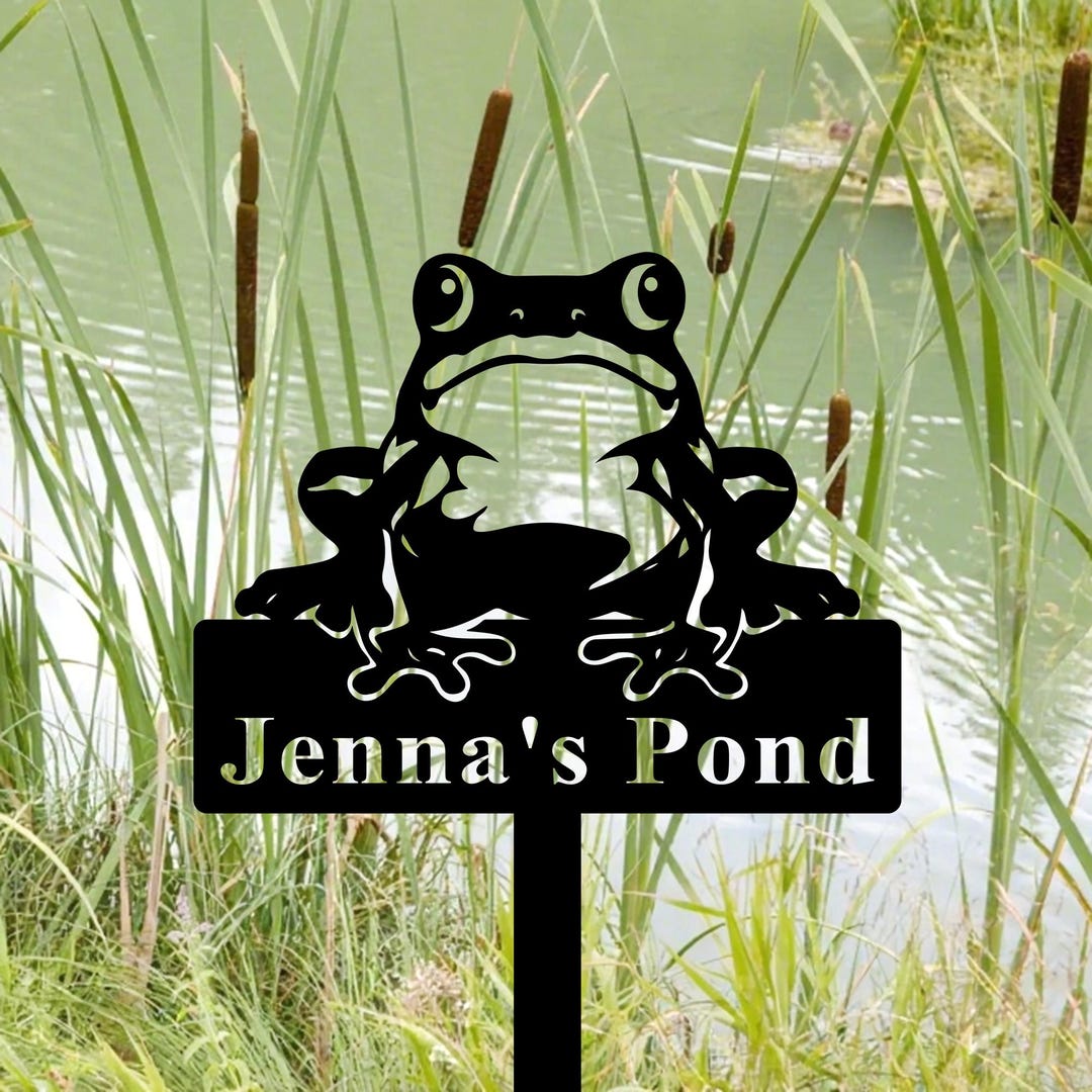 Custom Frog Metal Sign, Frog Pond Sign, Funny Frog Decor, Personalized ...