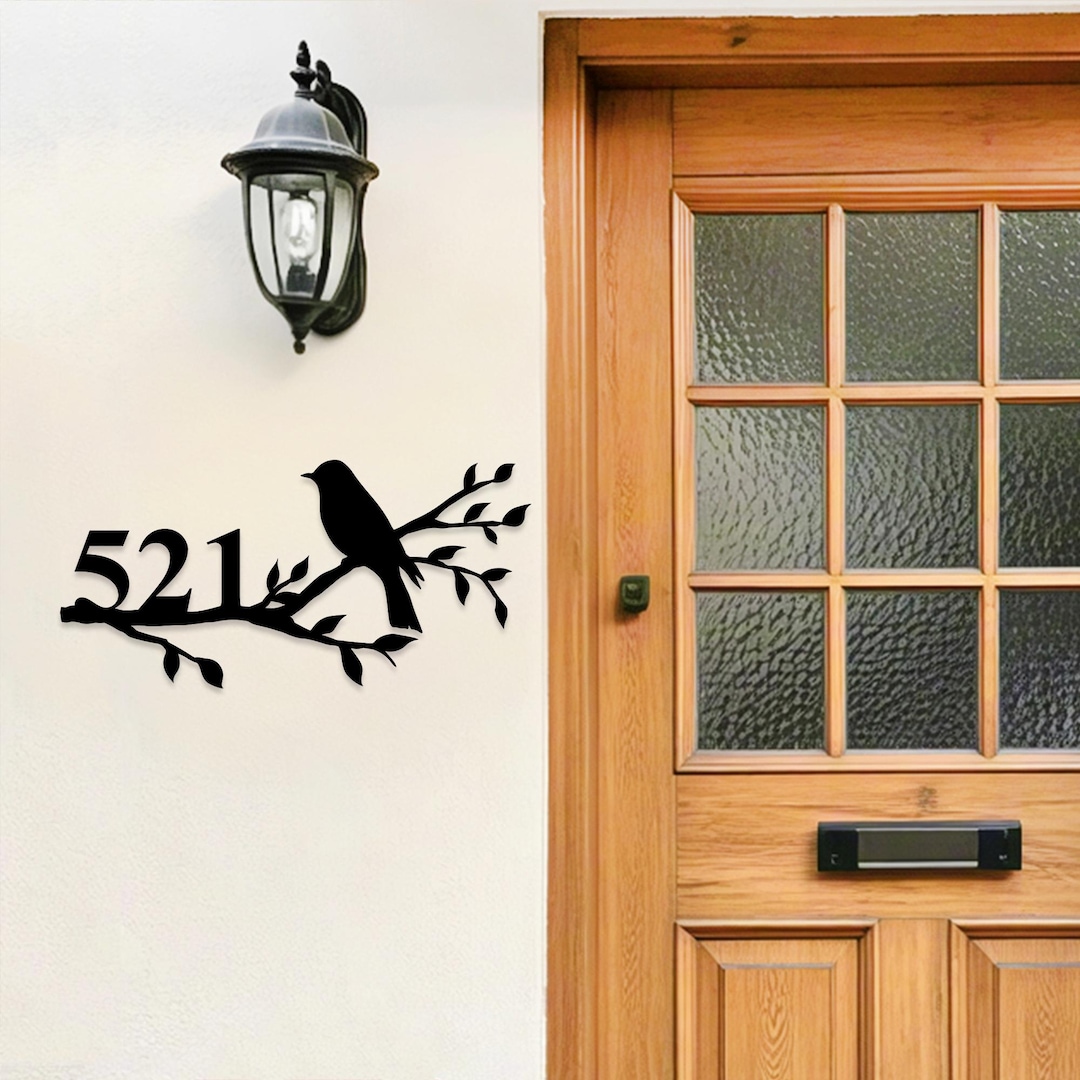 Customl Adress Plaque,modern House Number Sign,bird Address Sign,metal ...
