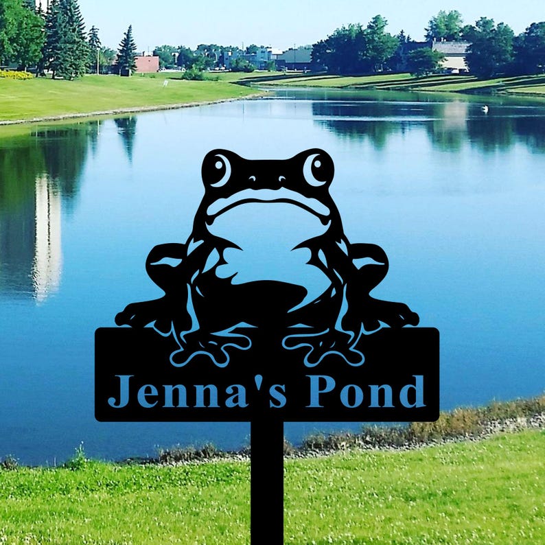 Custom Frog Metal Sign, Frog Pond Sign, Funny Frog Decor, Personalized ...