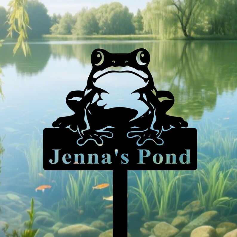 Custom Frog Metal Sign, Frog Pond Sign, Funny Frog Decor, Personalized ...