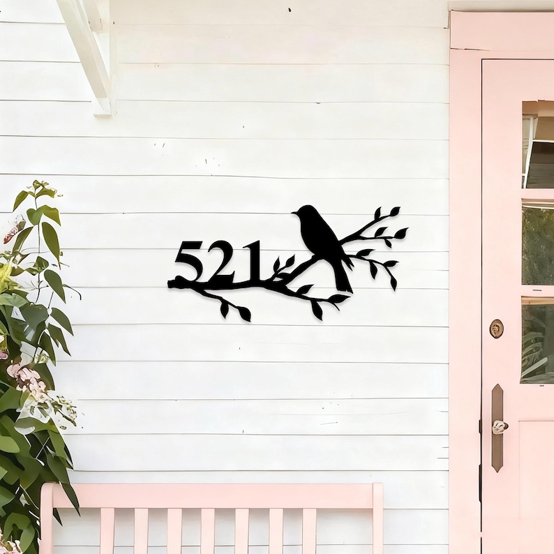 Customl Adress Plaque,modern House Number Sign,bird Address Sign,metal ...