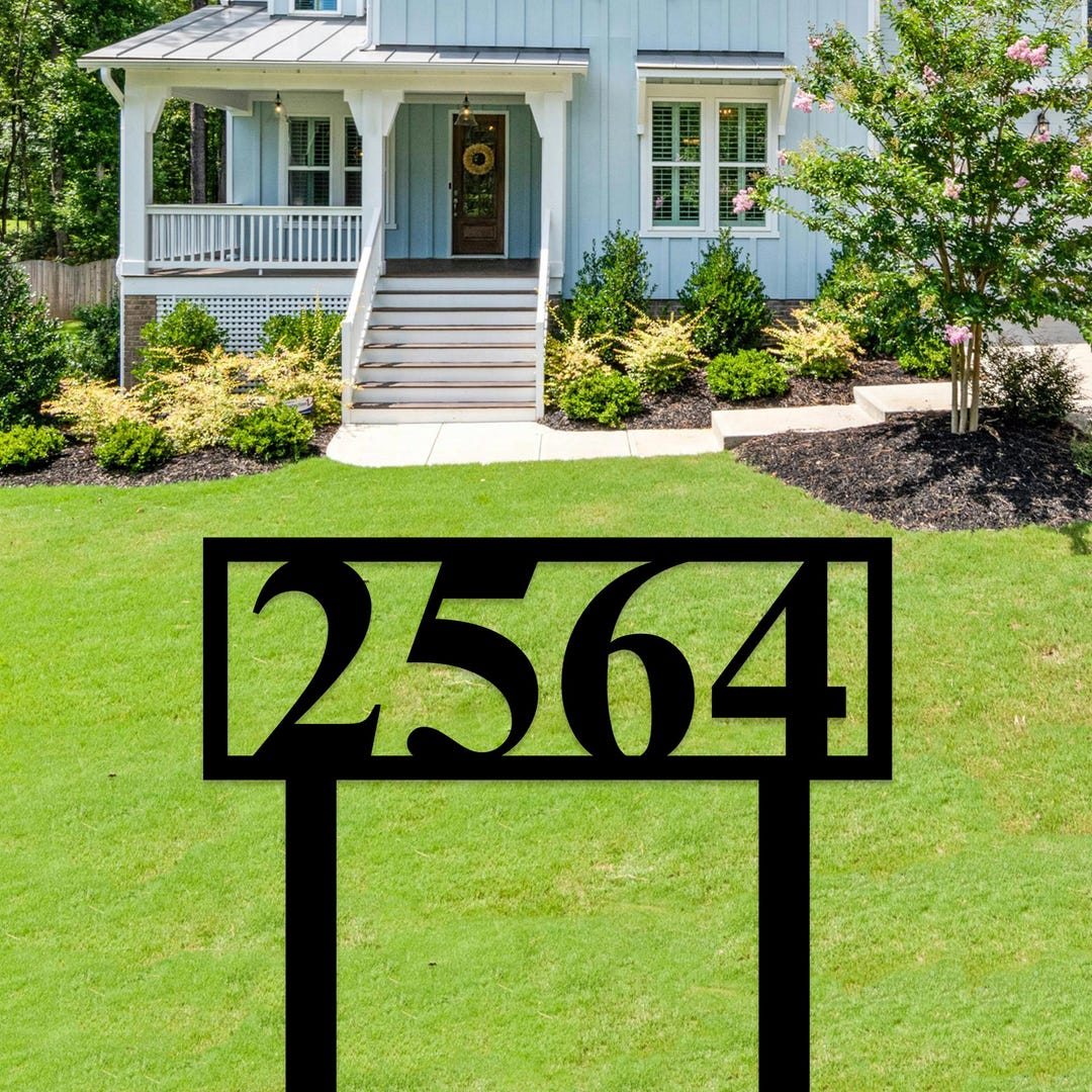 Custom House Number Sign With Stakes, Metal House Number Plaque ...