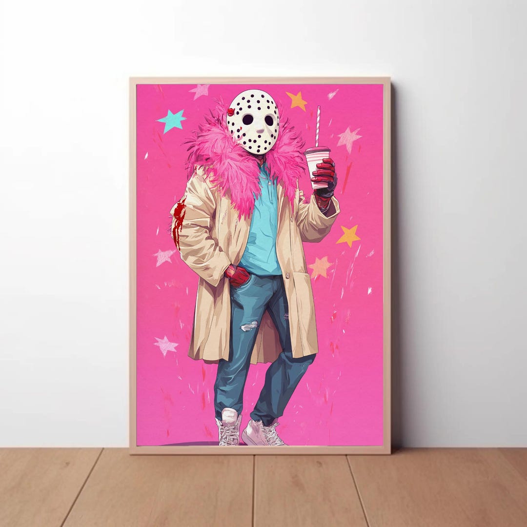 Jason Voorhees Pop Art PNG, Pink Aesthetic Horror Digital Download ...