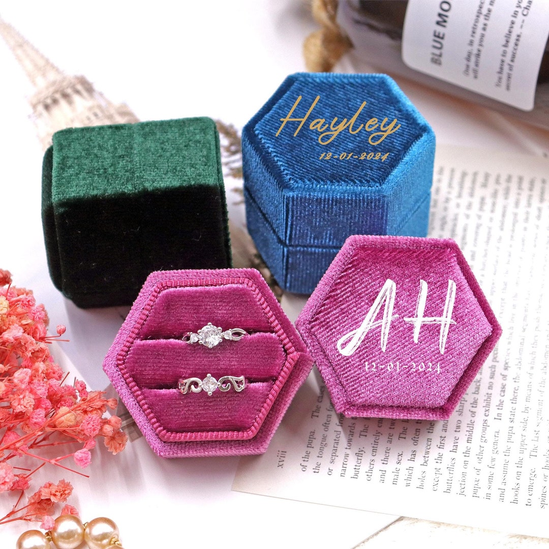 Personalized Name and Month Flower Ring Box,wedding Ring Box,engagement ...