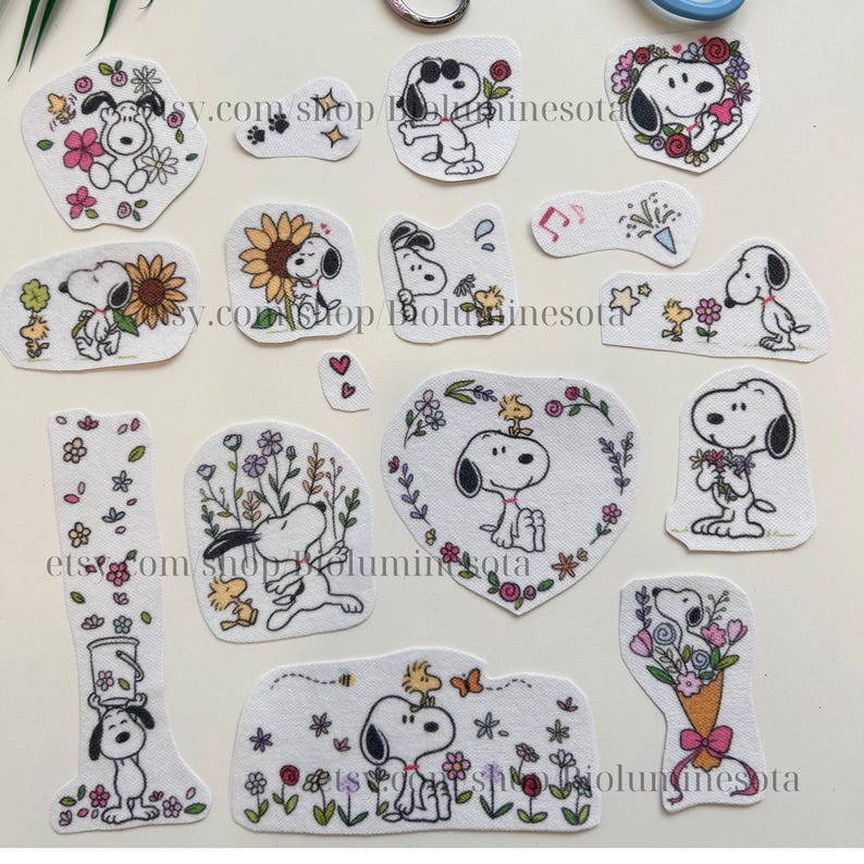 Snoopy Fabric Stickers | Cute Cartoon Embroidery Patches | DIY Sewing & Crafting | Pre-cut ...