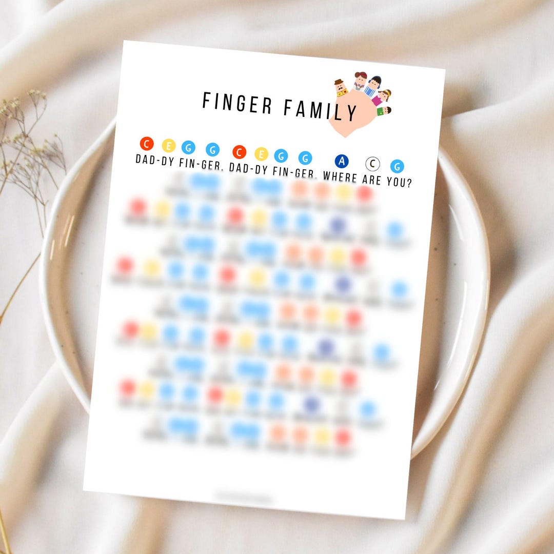 Finger Family, Nursery Rhyme, Hand Bells Printable Sheet Music, Desk ...