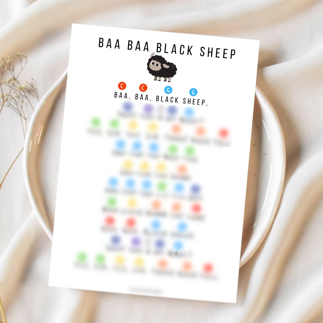 Baa Baa Black Sheep, Hand Bells Printable Sheet Music, Desk Bell ...