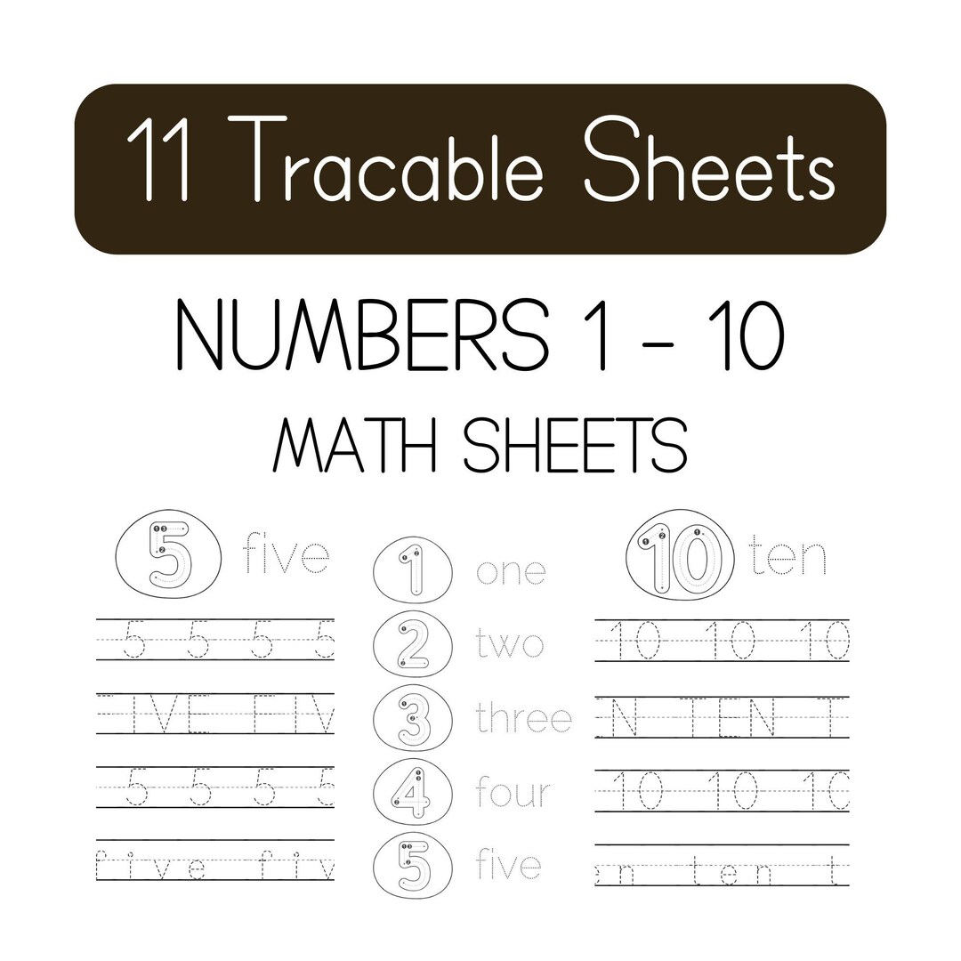 Numbers 1-10 Tracing Worksheets: Preschool Math (digital Download) - Etsy