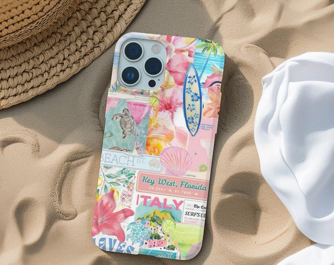 Euro Summer Beach Collage Phone Case, Beach iPhone Case, Coconut Girl ...