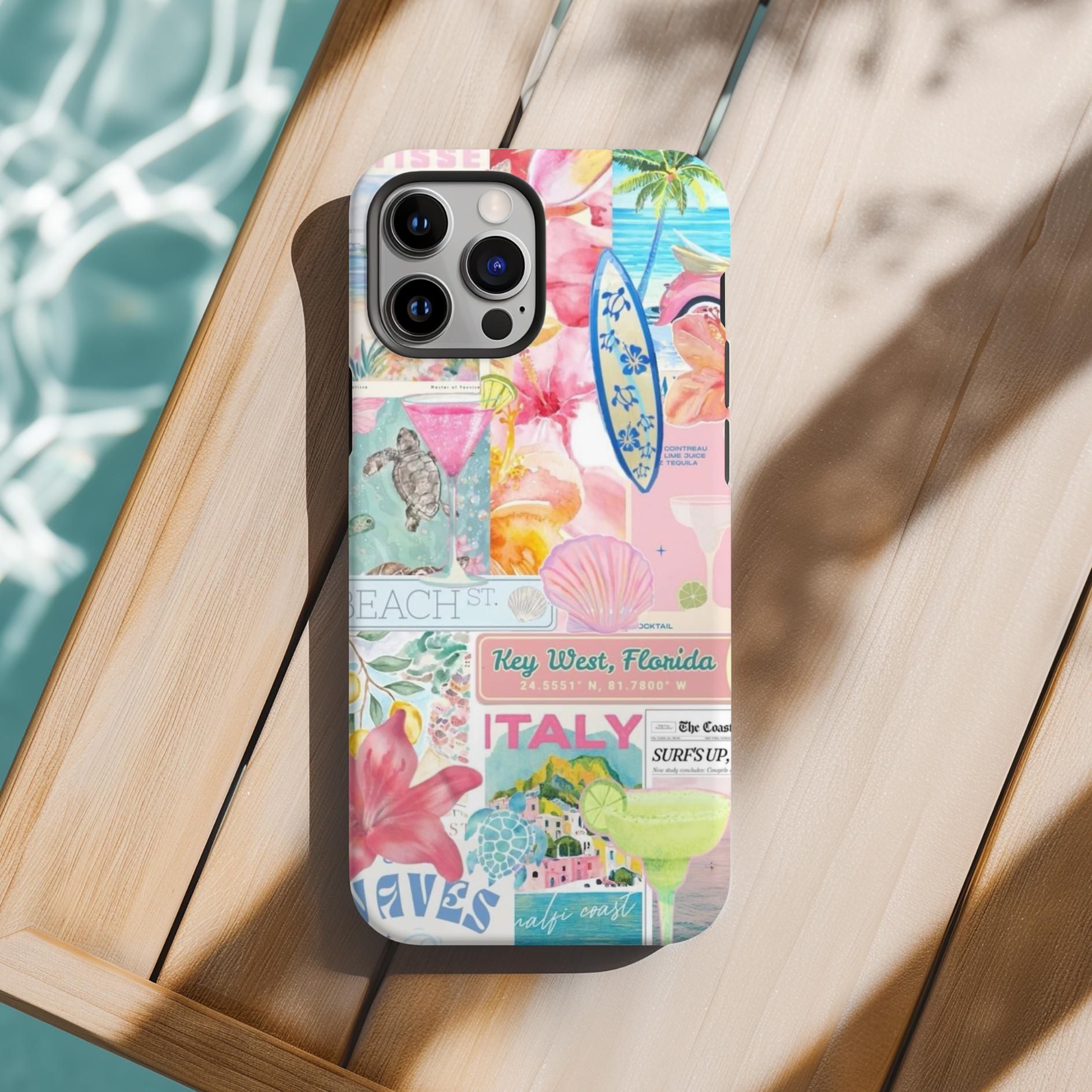 Euro Summer Beach Collage Phone Case, Beach iPhone Case, Coconut Girl ...