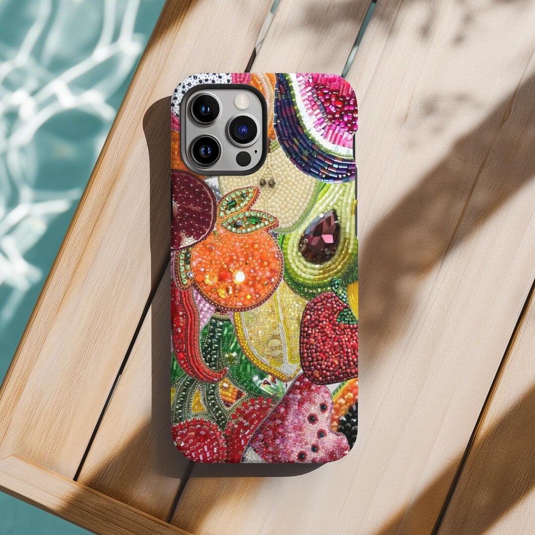 Assorted Fruit Bejewelled Phone Case, Fruit Pattern, Tropical Fruit ...
