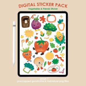 Vegetables & Friends Digital Sticker Pack L Digital Planner Stickers L ...