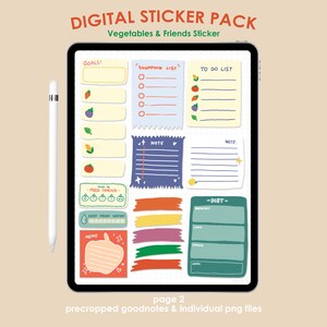 Vegetables & Friends Digital Sticker Pack L Digital Planner Stickers L ...