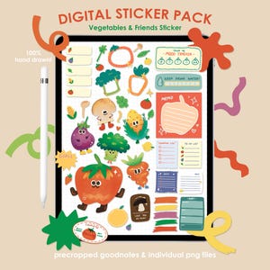 Vegetables & Friends Digital Sticker Pack L Digital Planner Stickers L ...