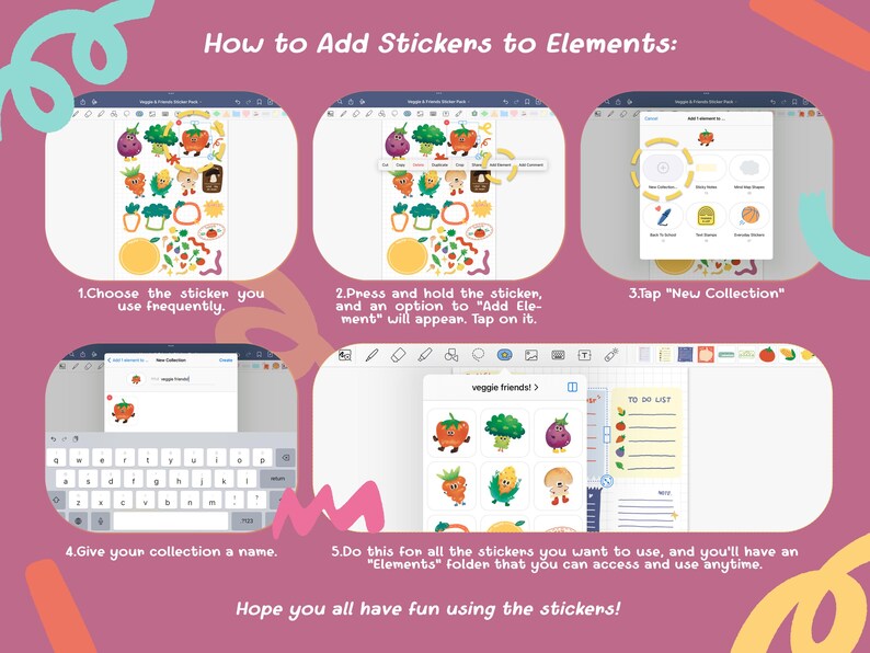 Vegetables & Friends Digital Sticker Pack L Digital Planner Stickers L ...