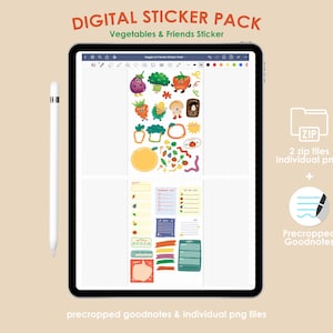 Vegetables & Friends Digital Sticker Pack L Digital Planner Stickers L ...