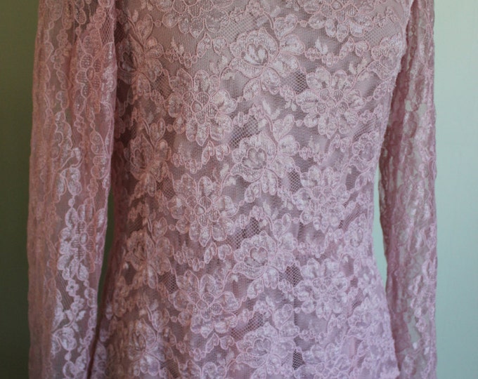 Pink Lace and Crepe Dress Mother of Bride Dress Made in USA Size 10 - Etsy