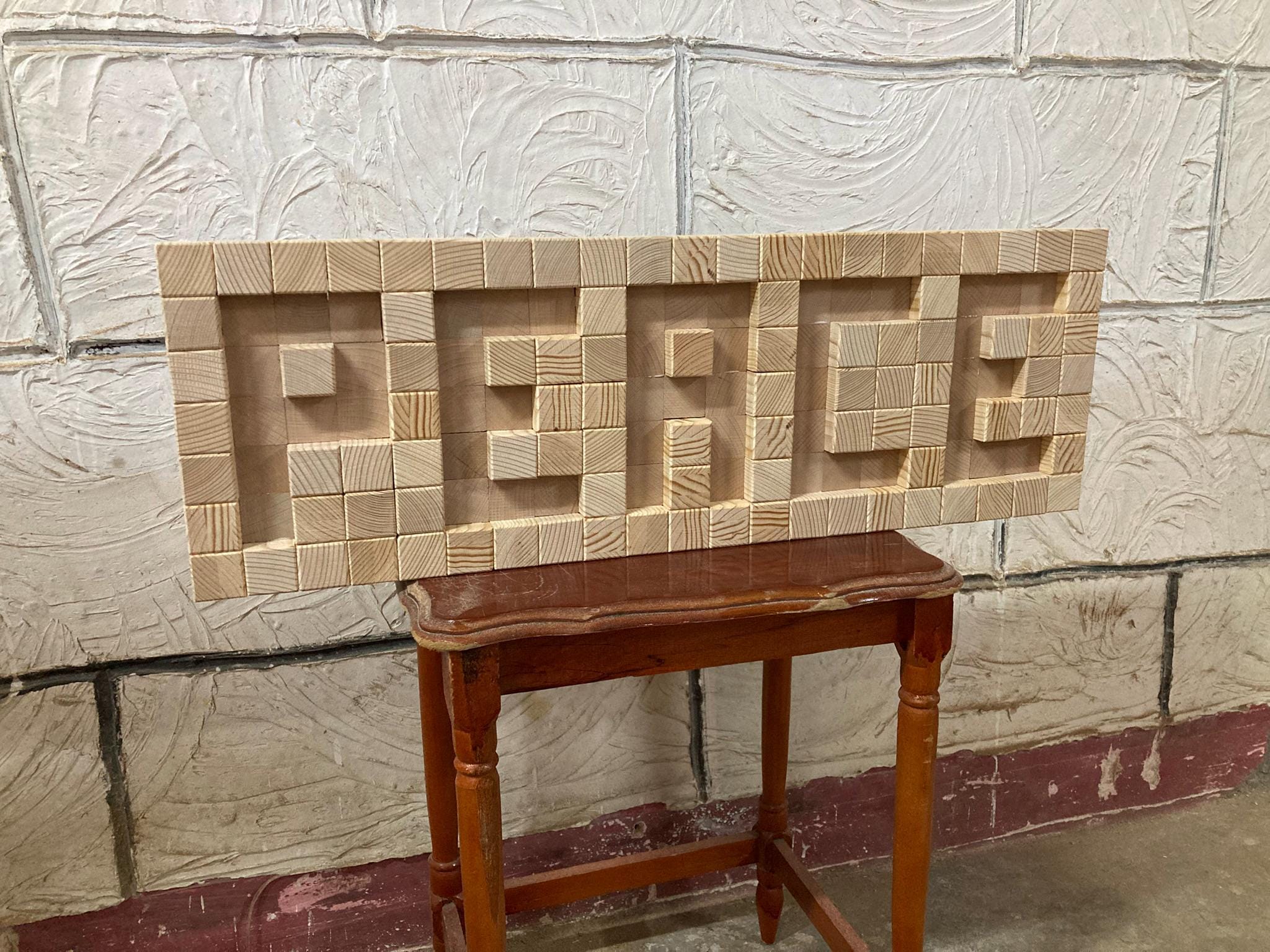 Custom Made, Handmade Wooden Cube Wall Art, Natural Wooden Word Wall ...