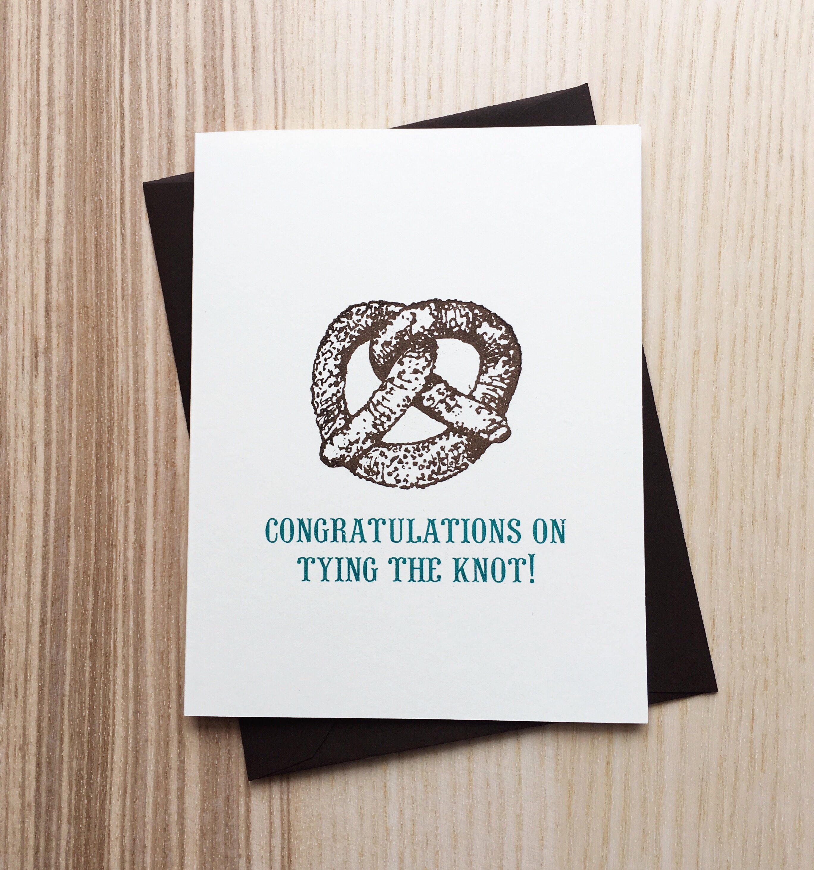 Pretzel Wedding Card, Vintage Wedding Card, Food Pun, Vintage Pretzel ...