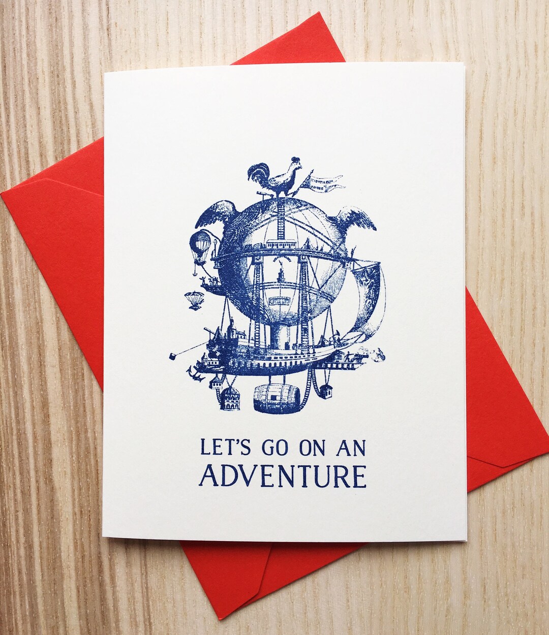 Adventure Card Friendship Card Vintage Balloon Card I Love - Etsy