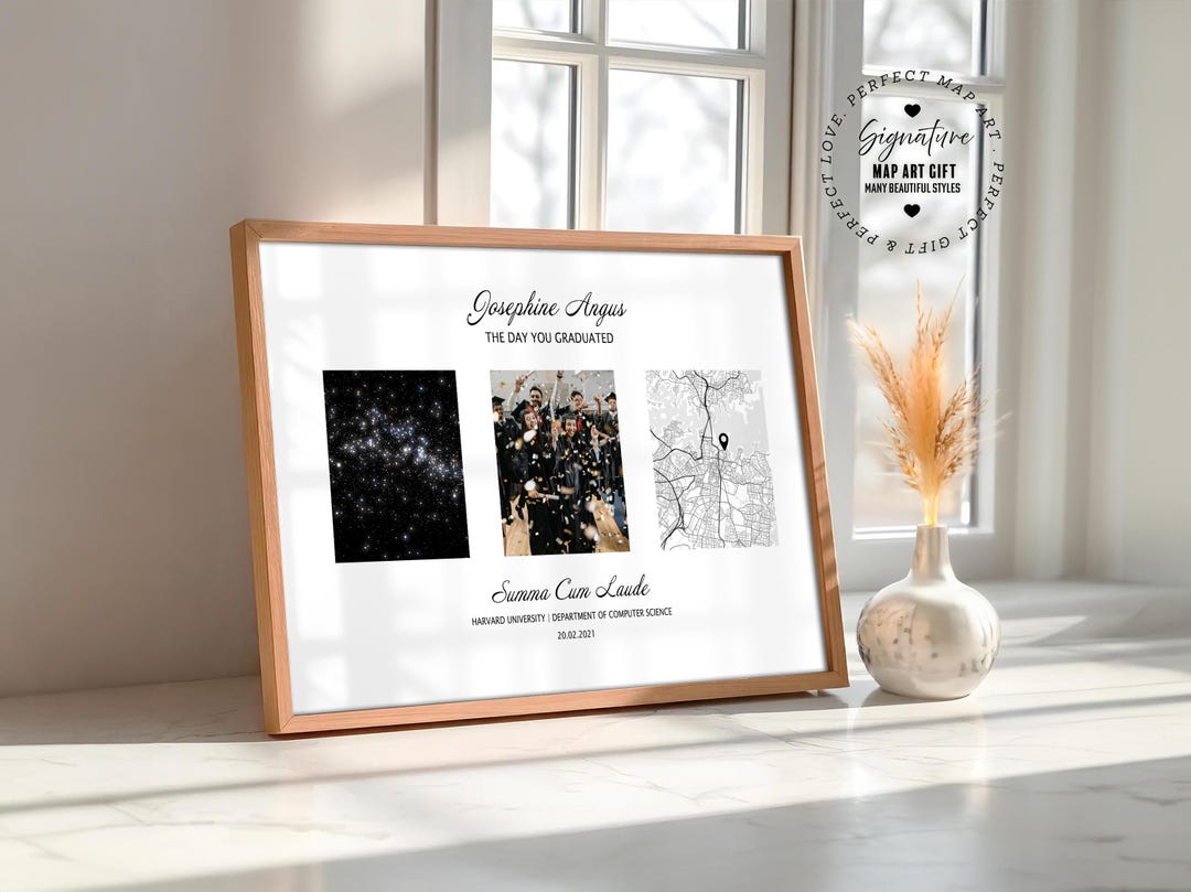Personalized Photo Collage With Star Map & Location Map, Custom Wall ...