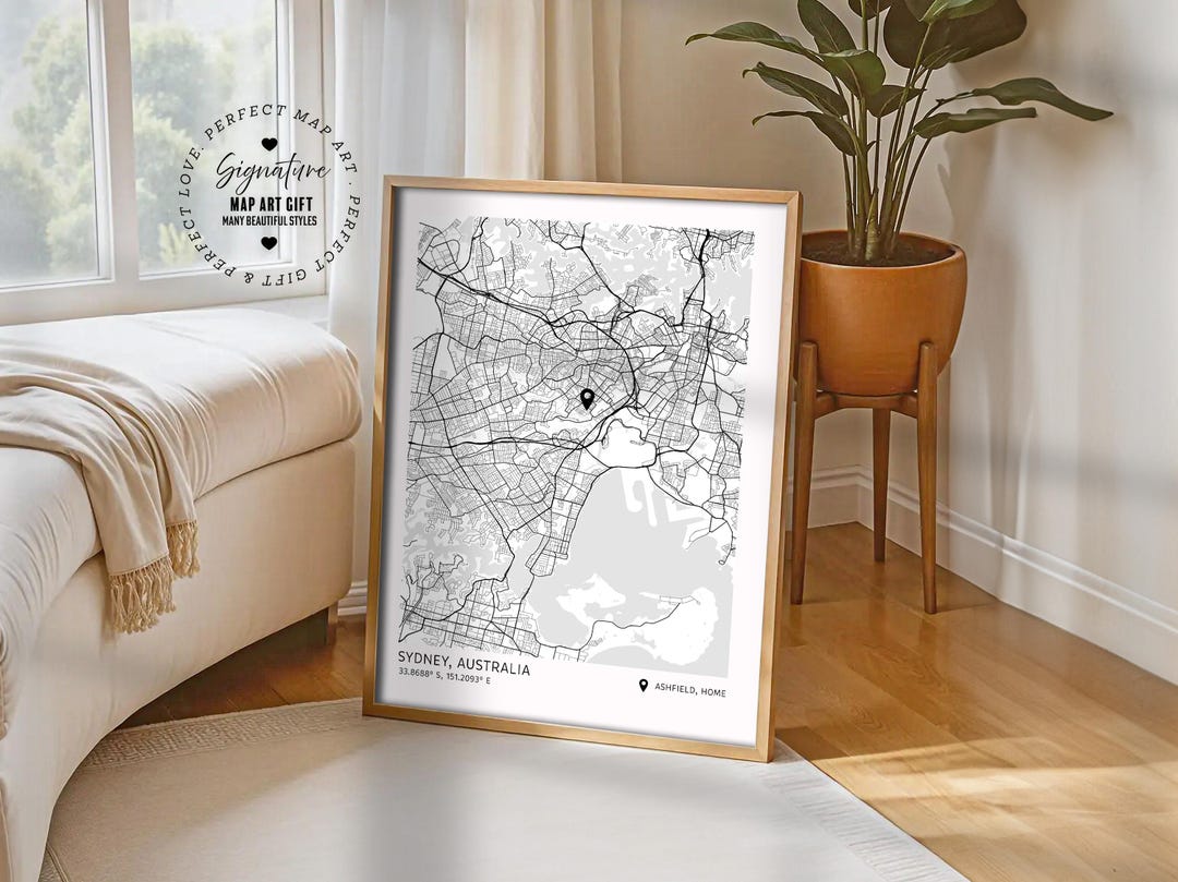 Custom City Map Art, Home Town Map Wall Art, Personalized Map for Wall ...