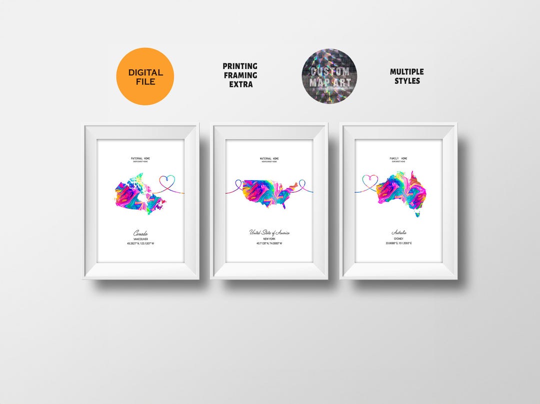 Personalized Family Home Country Map Gift, Country Lived Art, Where We ...