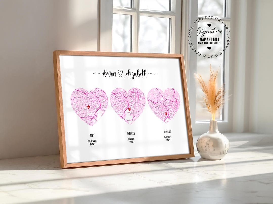 Multiple Location Map Art Gift, Personalized Place Map, Home City Map ...