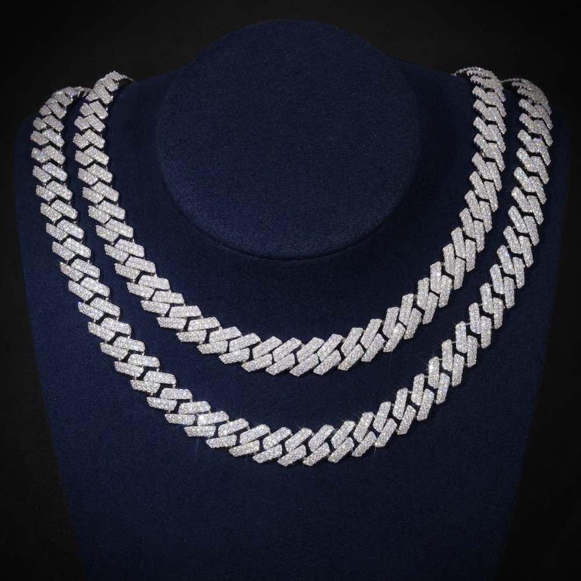 10MM Cuban Link Chain Custom Ice Out Chain 925 Starling Silver Hip Hop ...