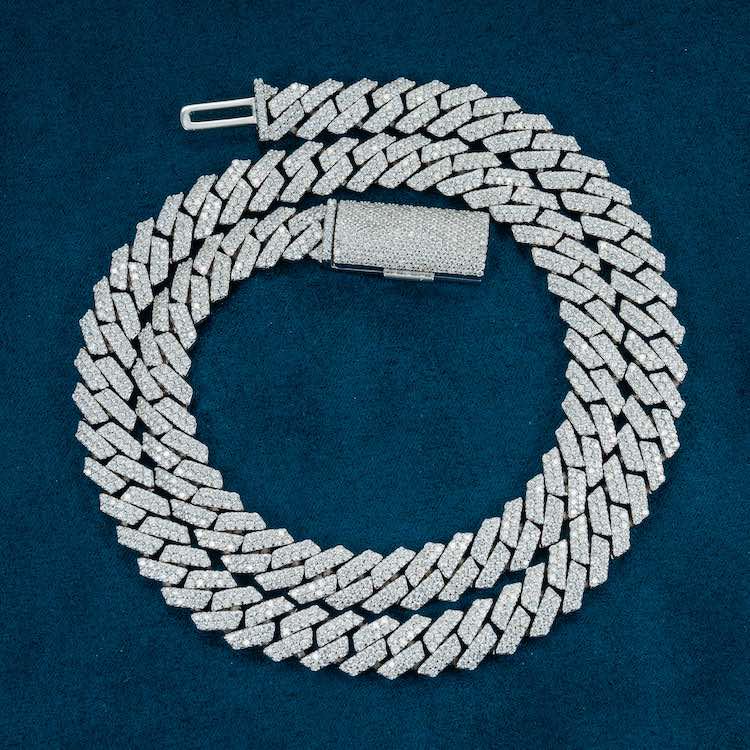 10MM Cuban Link Chain Custom Ice Out Chain 925 Starling Silver Hip Hop ...
