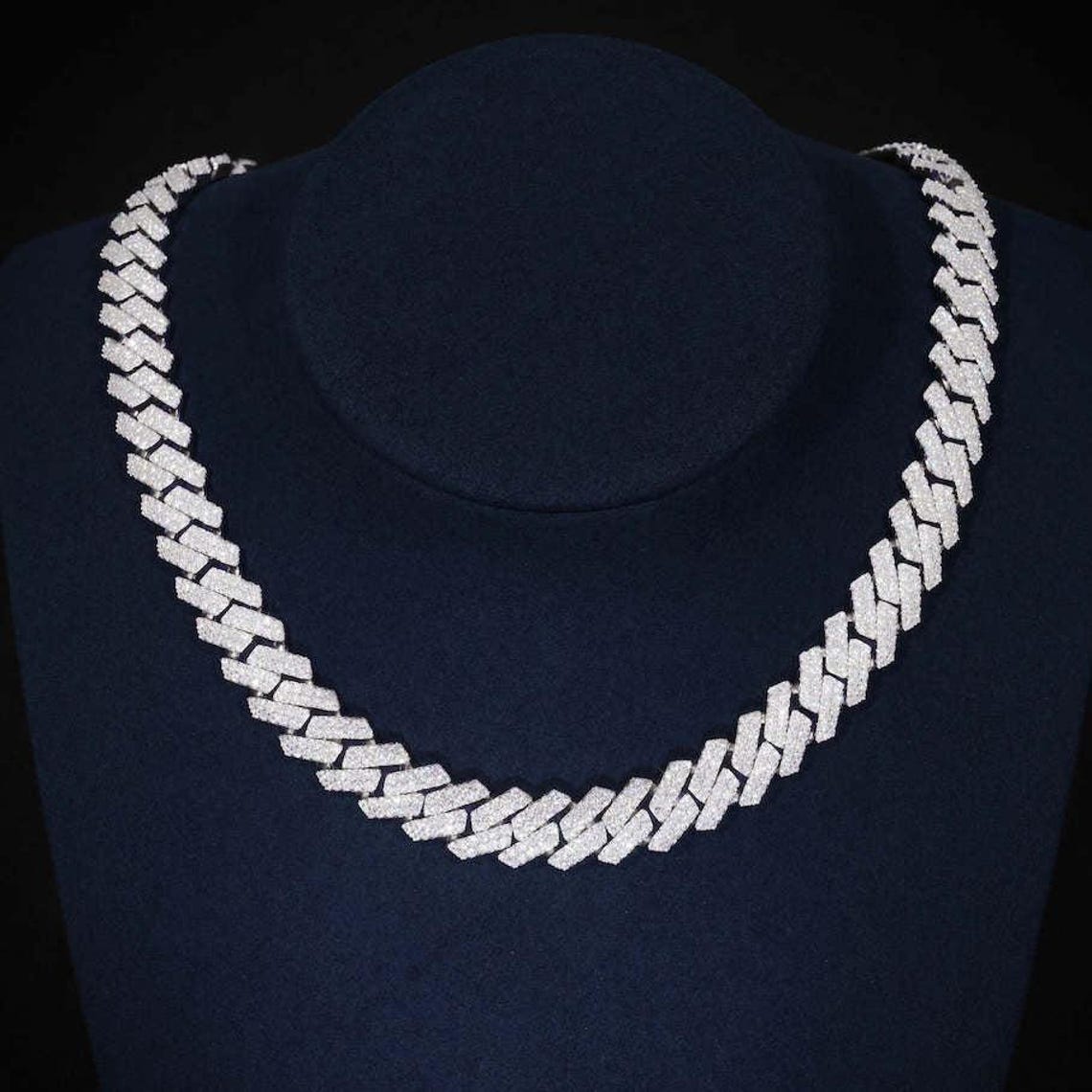 10MM Cuban Link Chain Custom Ice Out Chain 925 Starling Silver Hip Hop ...