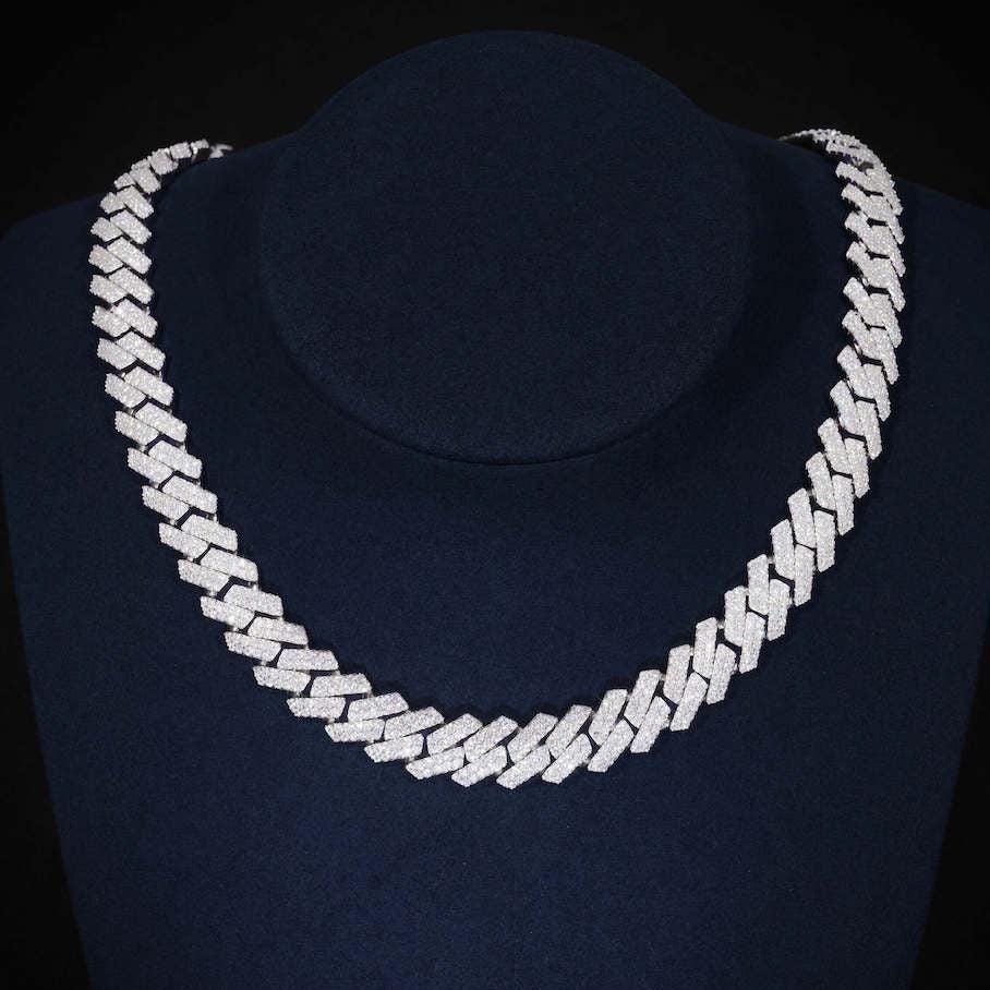 10MM Cuban Link Chain Custom Ice Out Chain 925 Starling Silver Hip Hop ...