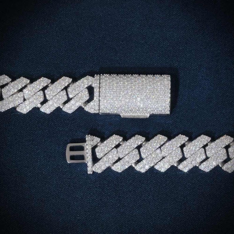 10MM Cuban Link Chain Custom Ice Out Chain 925 Starling Silver Hip Hop ...