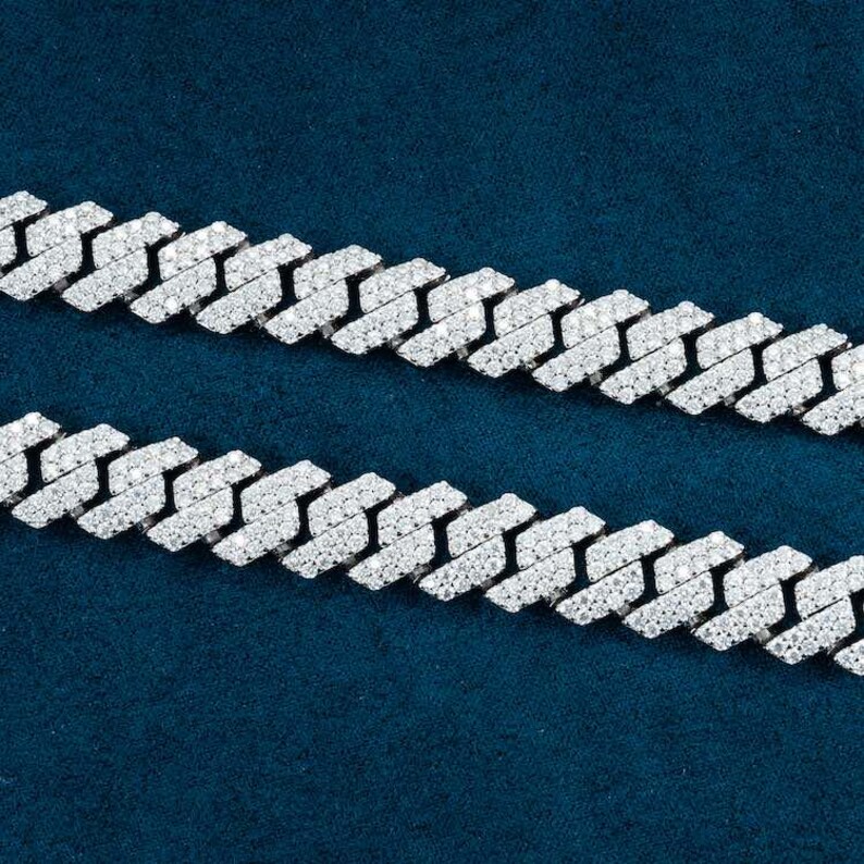 10MM Cuban Link Chain Custom Ice Out Chain 925 Starling Silver Hip Hop ...