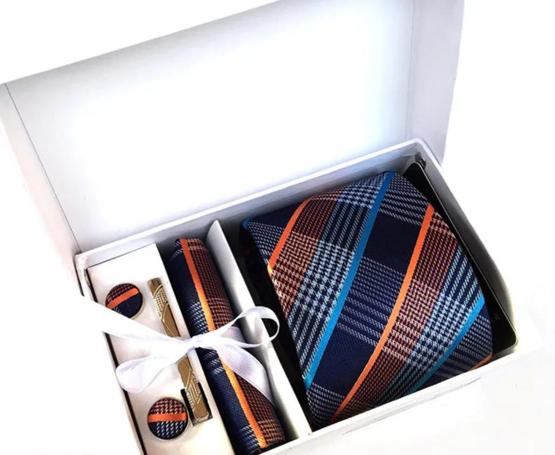 Blue and Orange Men’s Tie Gift Box - Etsy
