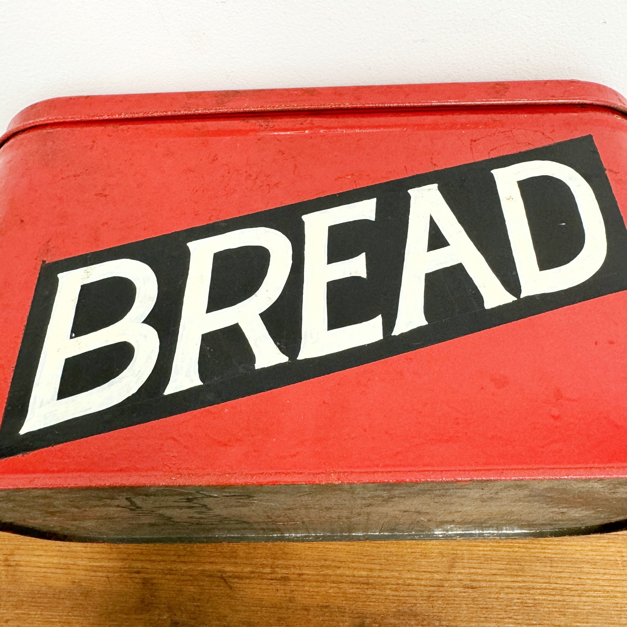 Vintage Metal Bread Box | 1940s Painted Red Storage Box With Hinged Lid ...