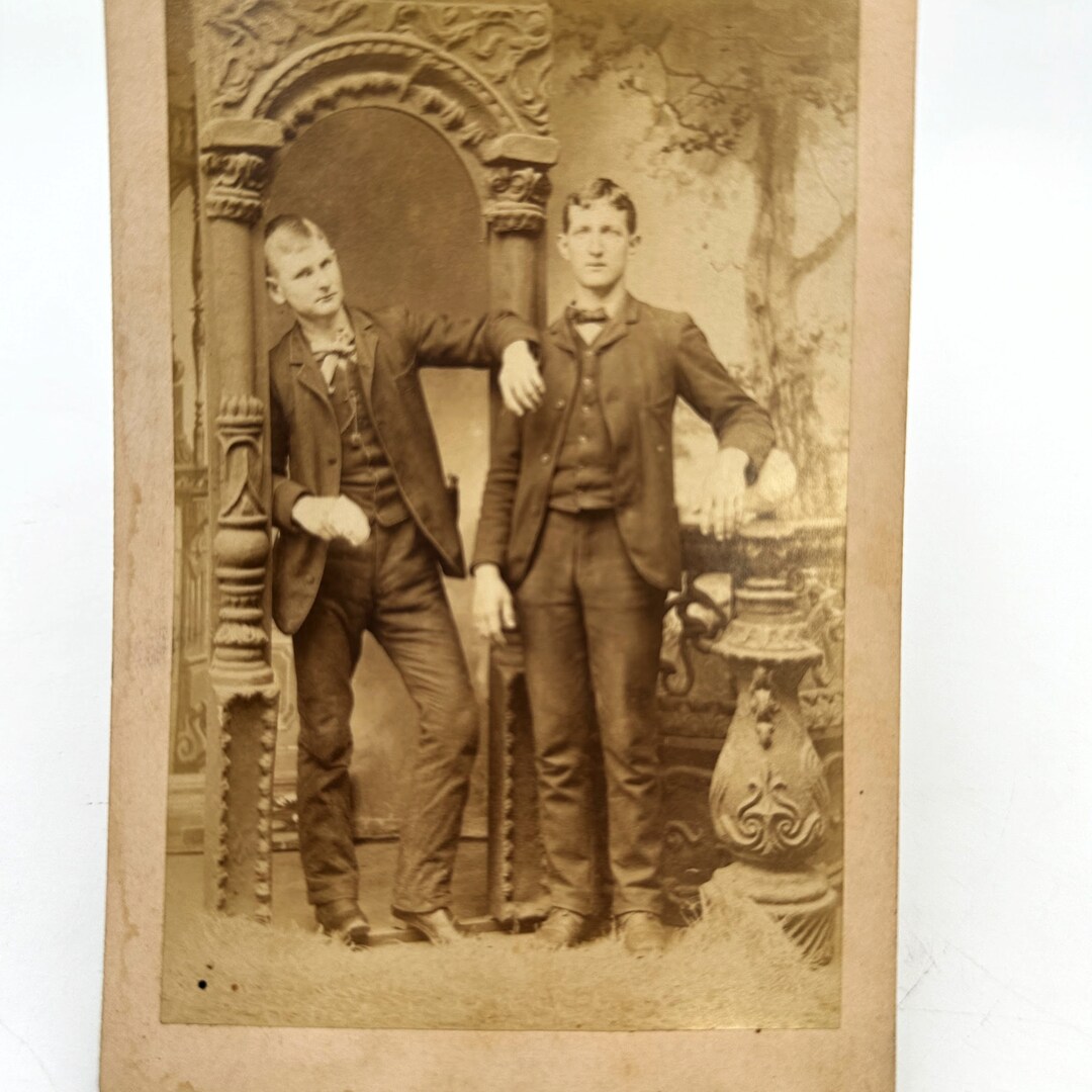 Vintage Late 1800s Cabinet Card With 2 Dapper Gentleman Standing in ...