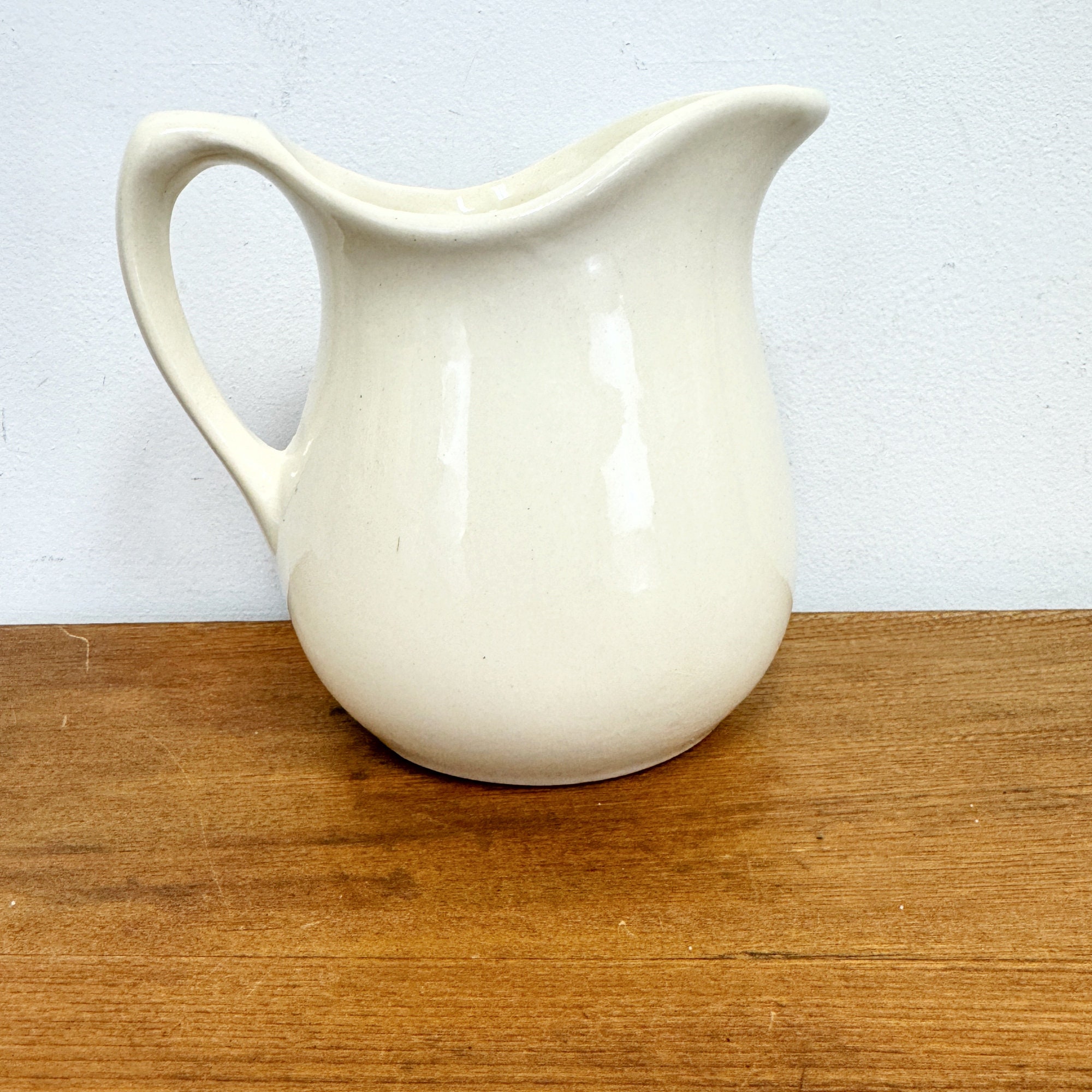 Vintage White Pitcher Modern Farmhouse Decor 40s White Ironstone ...