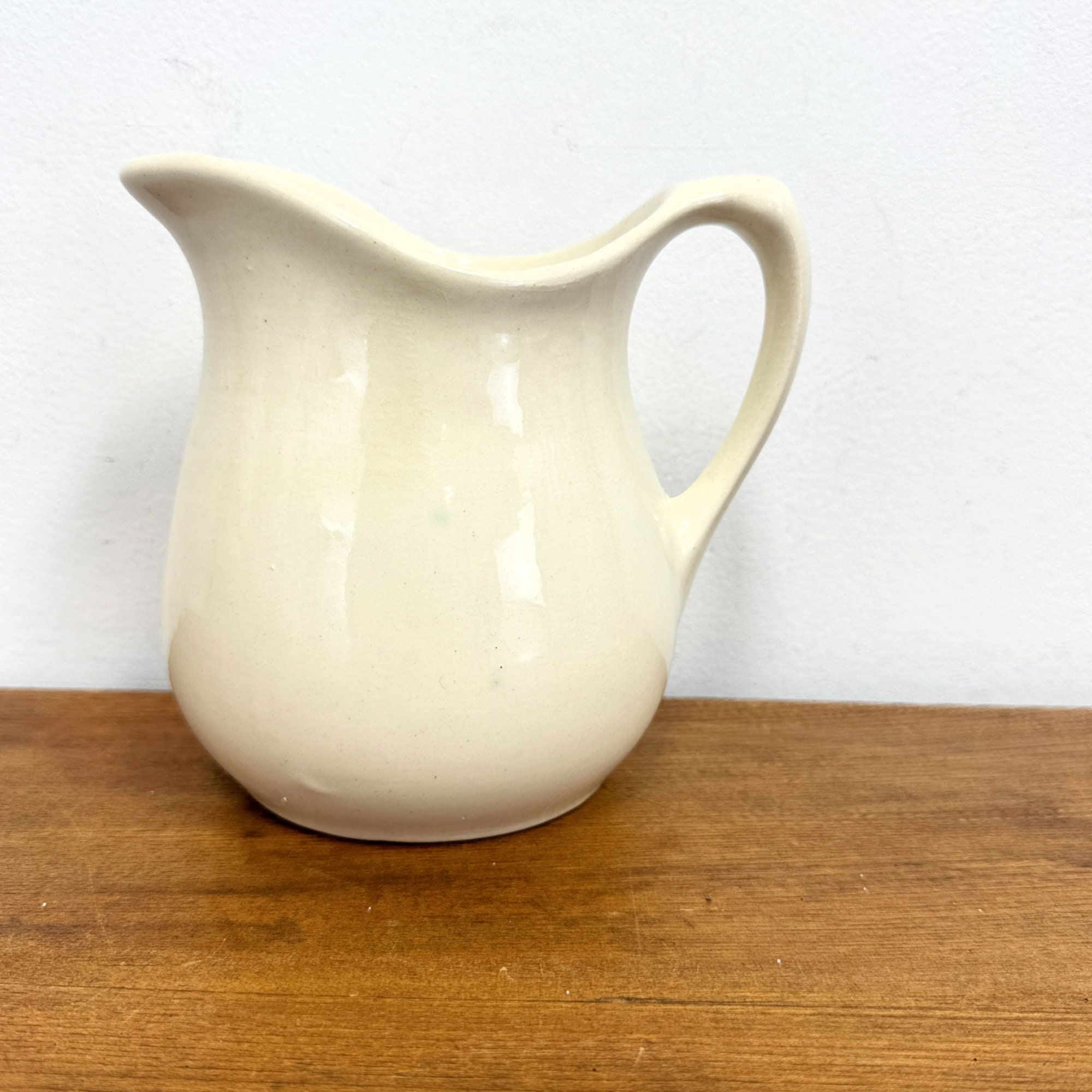 Vintage White Pitcher Modern Farmhouse Decor 40s White Ironstone ...