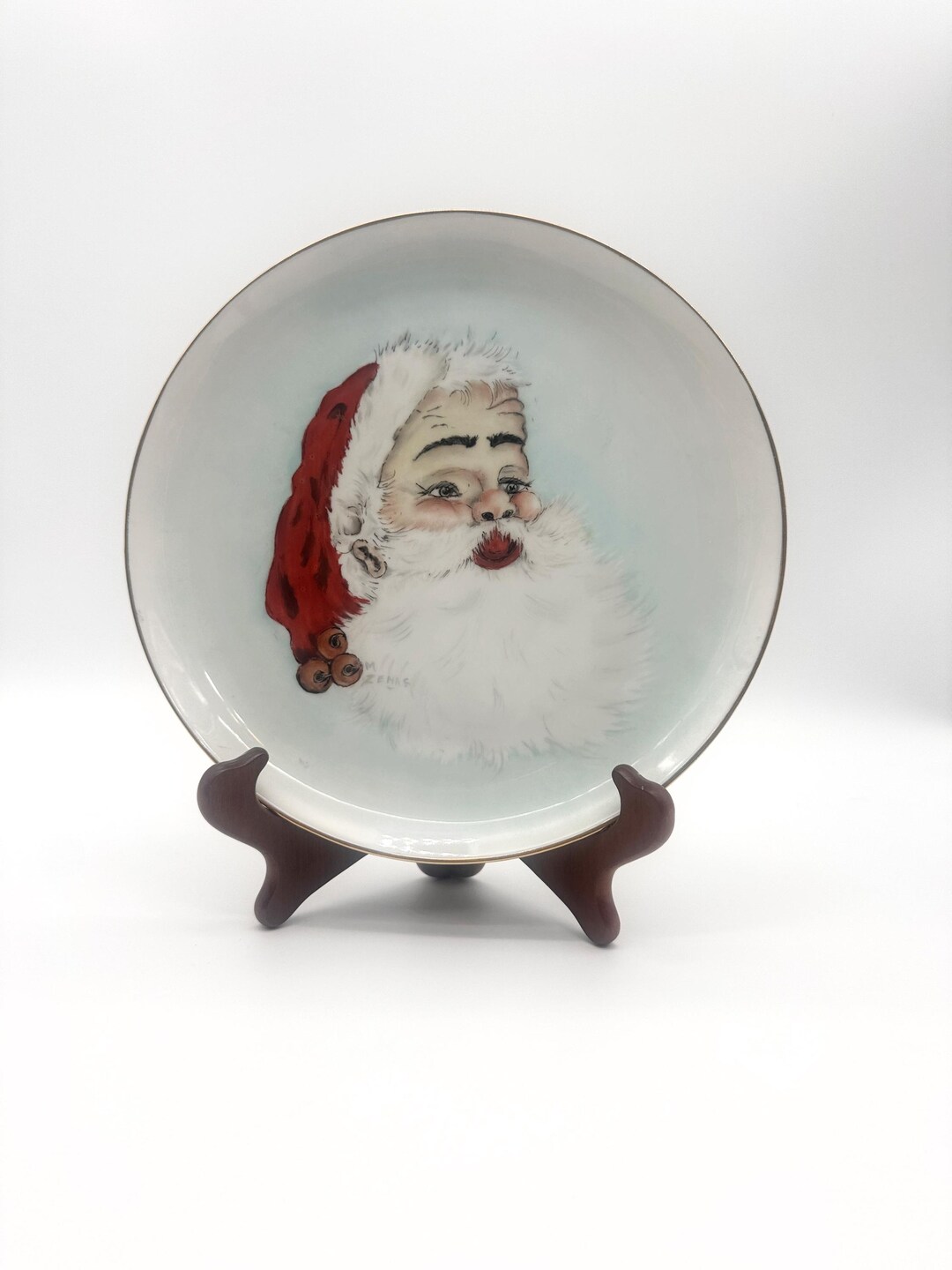 Vintage Hand Painted Santa Claus Plate | Signed Mid Century Holiday ...