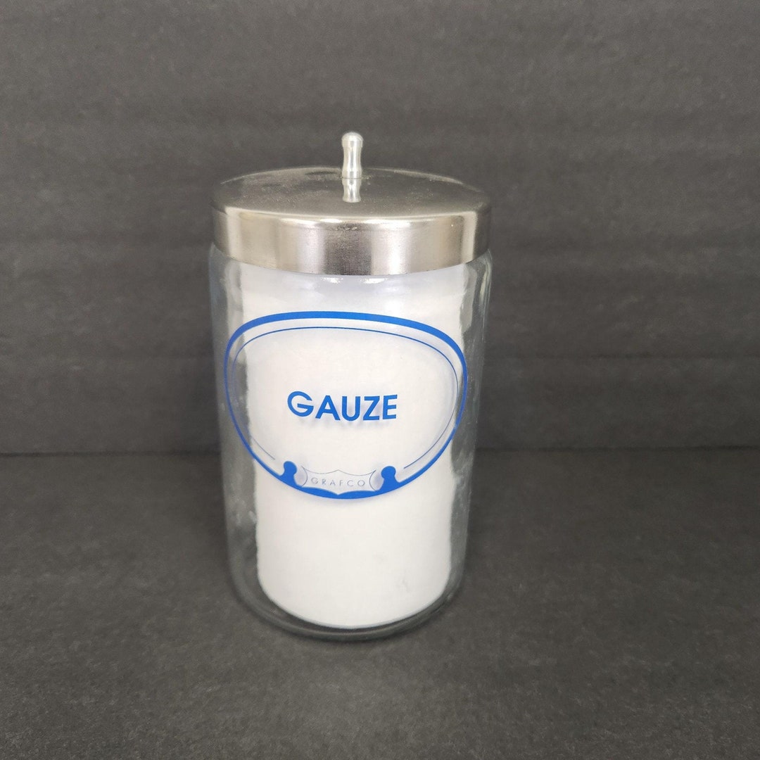 Vintage Doctors Office Lidded Glass "gauze" Jar | Bathroom Storage ...