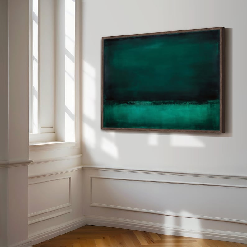 Framed Canvas Wall Art: Emerald Green Abstract - Modern Decor - Etsy