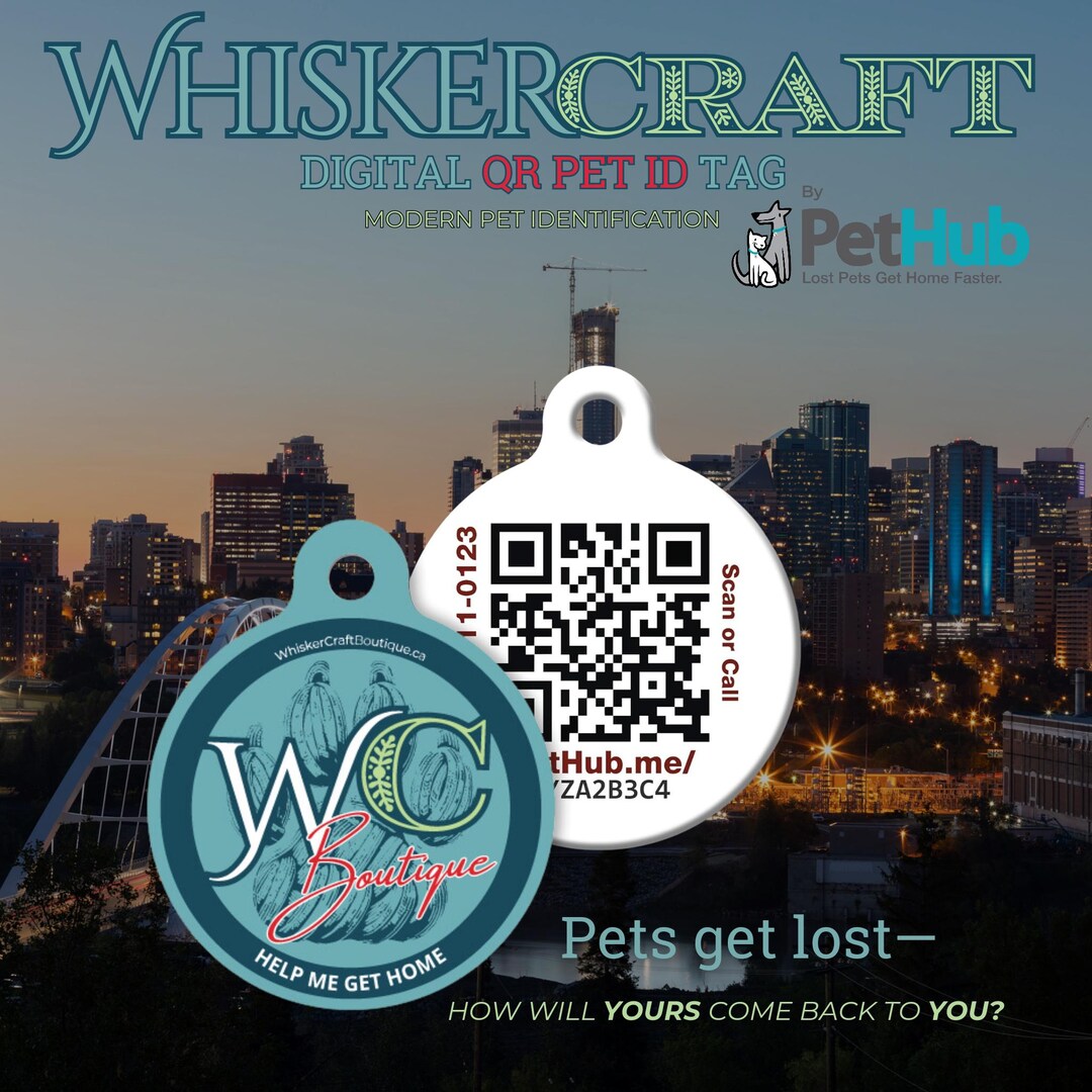 Aluminum QR Code Pet ID Tag – Digital Scannable Pet Tag by Whiskercraft ...