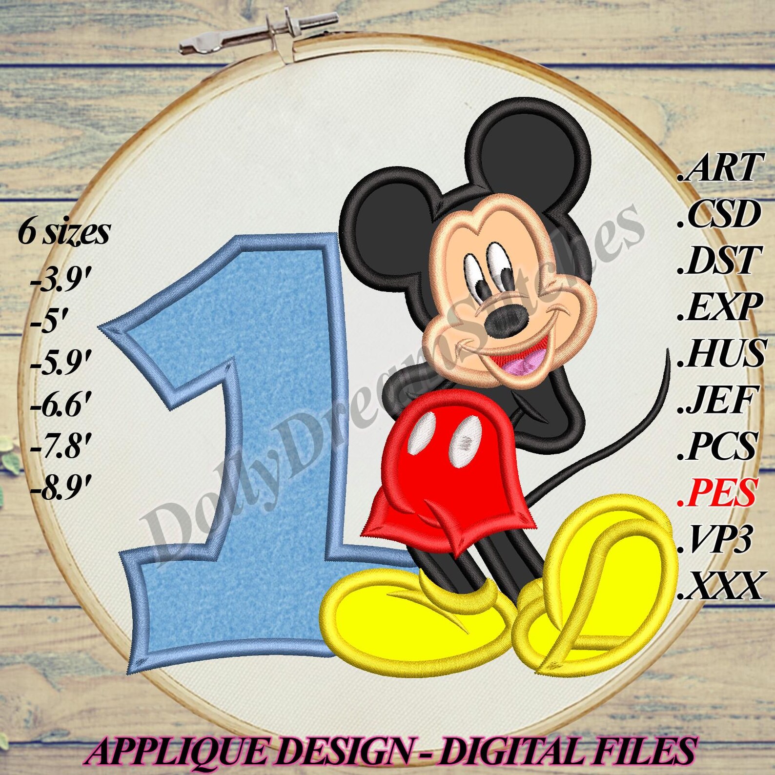 Mr. Mouse Number 1 First Birthday APPLIQUE, 6 Sizes, Instant Download ...