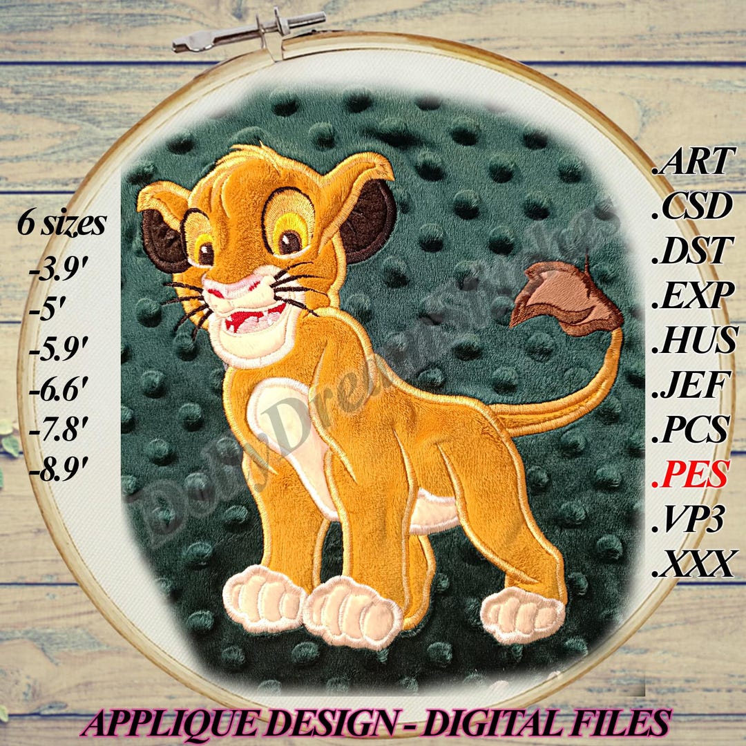 Lion APPLIQUE, Cute Lion Embroidery Design, 6 Sizes, Instant Download ...