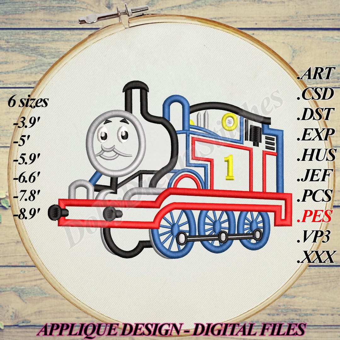 Tank Engine APPLIQUE, Train Embroidery Design, 6 Sizes, Instant ...