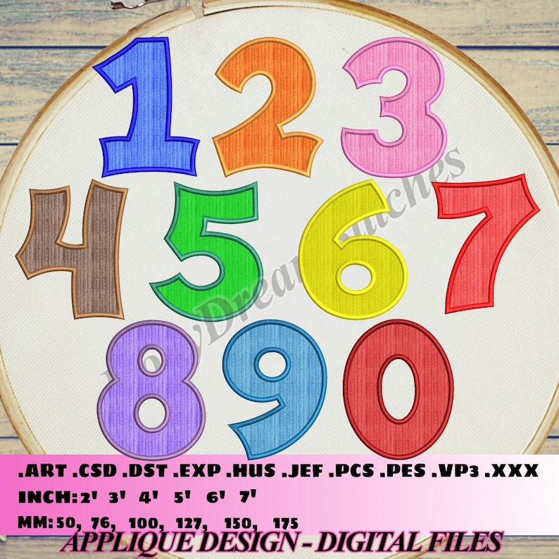 Birthday Numbers APPLIQUE, Rounded Numbers Embroidery Design, 6 Sizes ...